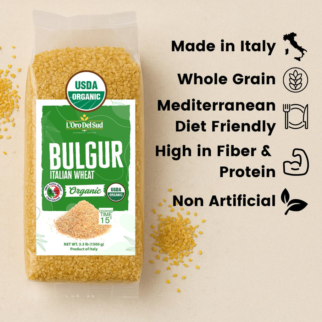 L’Oro Del Sud, Organic Bulgur Wheat, USDA Certified, 3.3 lb (1.5 kg ...