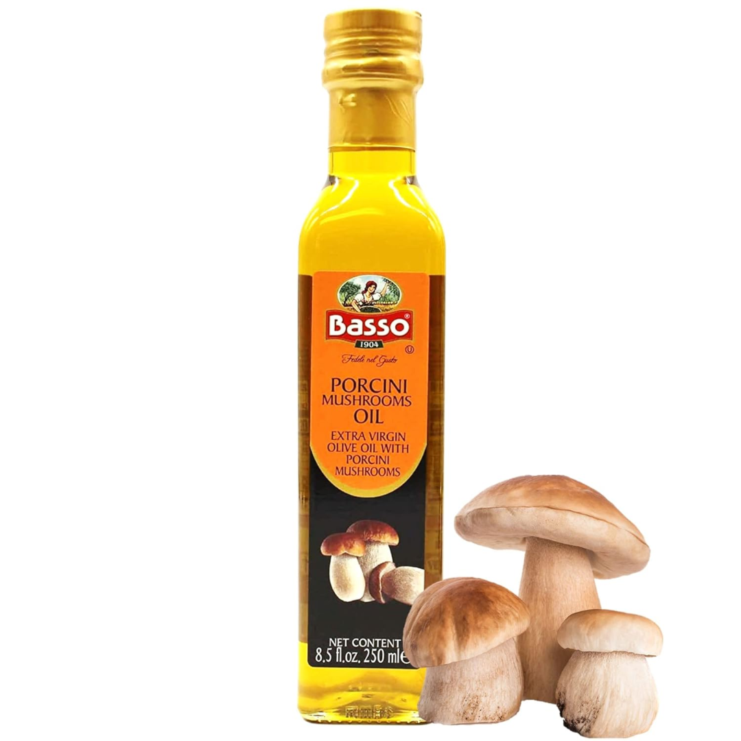 Basso 1904, Porcini Mushroom Oil, Infused Extra Virgin Olive Oil, 8.5 ...